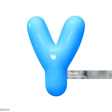 편지 Y 편지 기호 파란색 만화 풍선 스타일의 현실적인 3d 디자인 흰색 배경에 고립되어 있습니다 벡터 일러스트 레이 션 0명에 대한 스톡 벡터 아트 및 기타 이미지