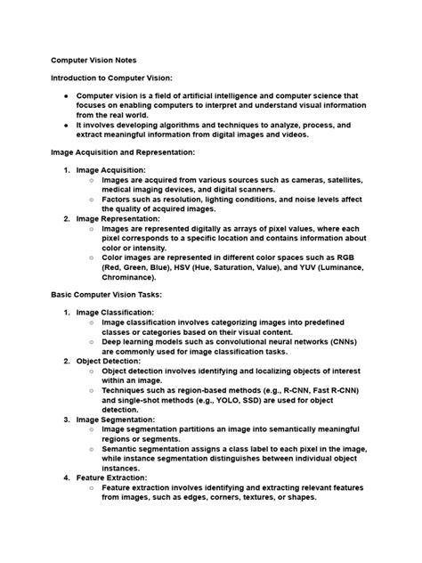 Class Notes Computer Vision Pdf Computer Vision Image Segmentation