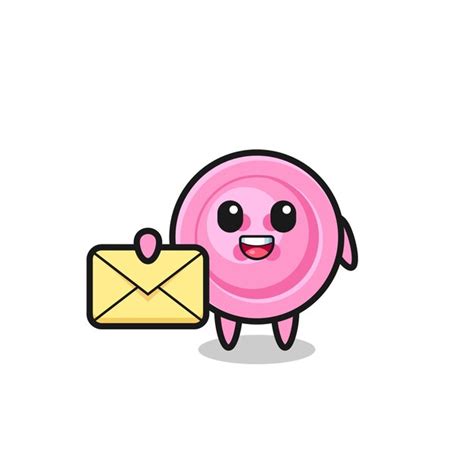 노란색 문자를 들고 의류 버튼의 만화 그림 프리미엄 벡터