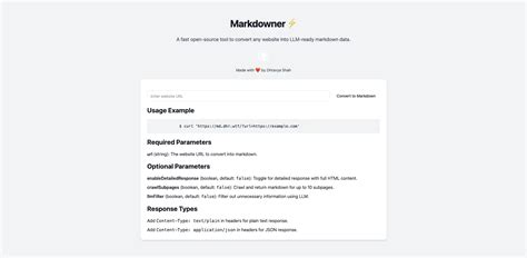Markdowner 快速将网页转换为llm友好的markdown数据 懂ai