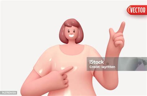 행복한 쾌활한 젊은 여성은 엄지 손가락으로 손짓을 보여줍니다 캐주얼을 입은 잘 생긴 소녀 현실적인 만화 캐릭터 긍정적 인 3d