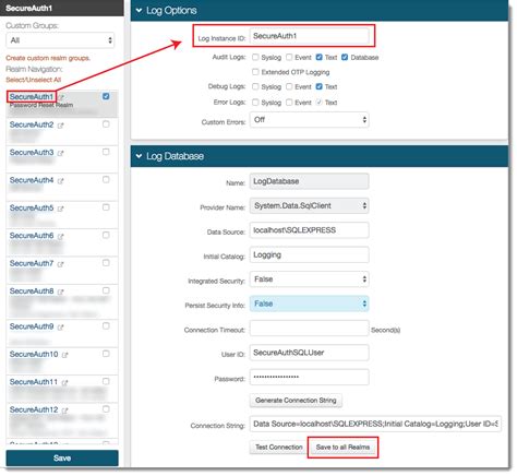 Logging Database Configuration