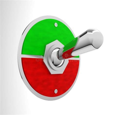 Old Vintage Toggle Switch With Green And Red Colour 3d Illustration Stock Illustration