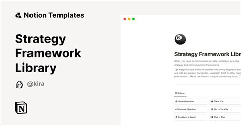Strategy Framework Library Template By Kira Klaas Notion Marketplace