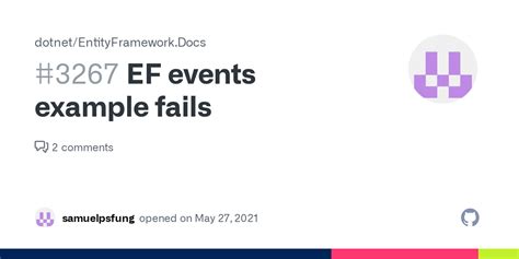 Ef Events Example Fails · Issue 3267 · Dotnetentityframeworkdocs