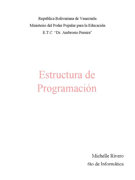 Estructuras De Programacion Pdf Informática Desarrollo De Software