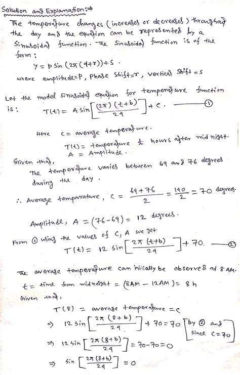Solved Outside Temperature Over A Day Can Be Modeled As A Sinusoidal Course Hero
