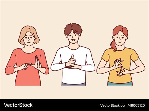 Deaf And Mute People Use Sign Language By Showing Vector Image