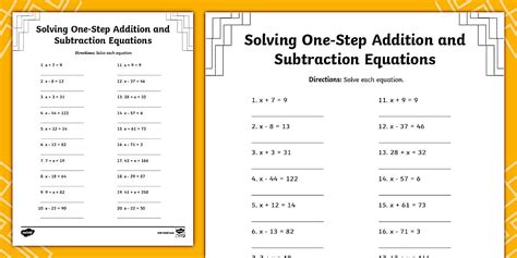 Sixth Grade Solving One Step Addition And Subtraction Equations