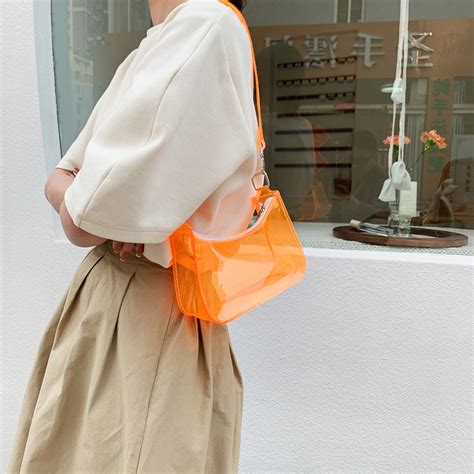 Badu Bg Модна ретро дамска желе плътна прозрачна чанта за подмишниците