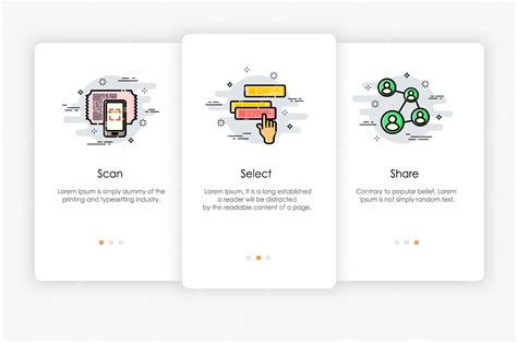 Premium Vector Onboarding Screens Design In How To Use App Concept Scan Select And Share Icon