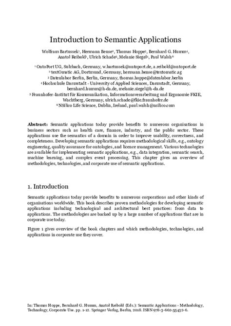 Pdf Introduction To Semantic Applications