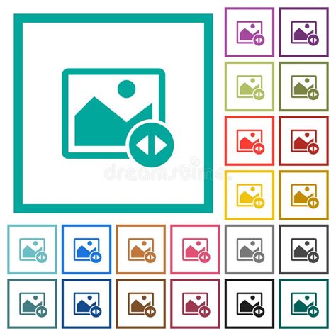 Horizontally Move Image Flat Color Icons With Quadrant Frames Stock Vector Illustration Of