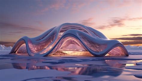 Premium Ai Image Beautiful Serene Futuristic Landscape With Futuristic Architecture In The