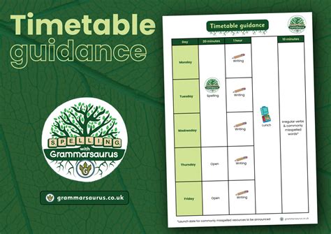 Spelling With Grammarsaurus Timetable Guidance Grammarsaurus