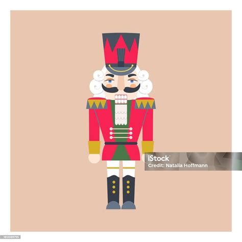 빨간 유니폼 흰 머리 빨간색과 검은 모자를 쓴 나무 호두 까기 인형 호두 까는 기구에 대한 스톡 벡터 아트 및 기타 이미지 호두 까는 기구 크리스마스 0명 Istock