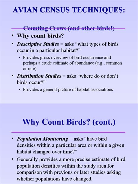 Census Techniques Lecture Pdf Accuracy And Precision Birds