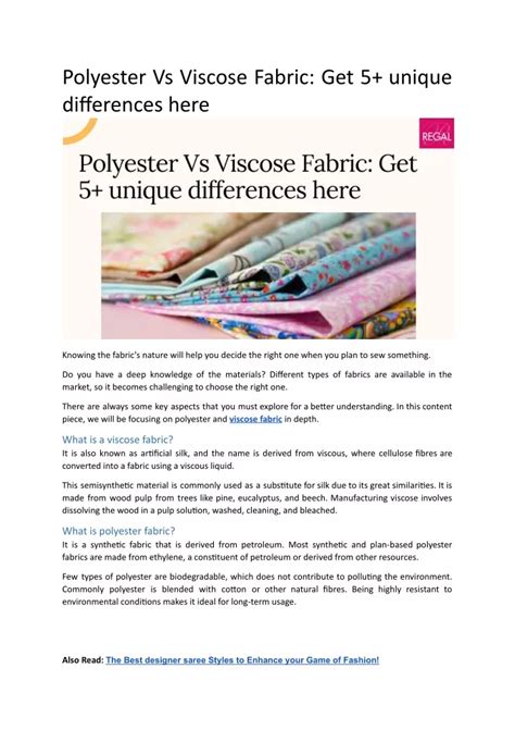 Ppt Polyester Vs Viscose Fabric Get 5 Unique Differences Here