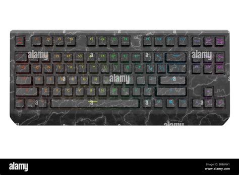 Realistic Computer Keyboard With Black Marble Texture Isolated On White