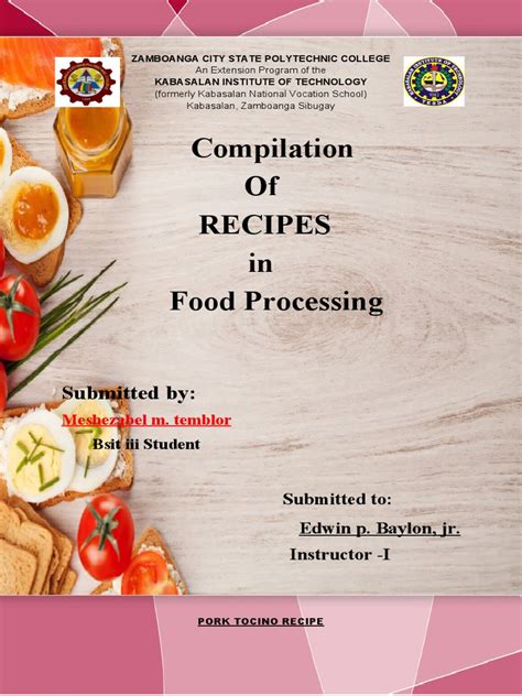 Food Processing Recipes Pdf Kitchen Utensil Spoon