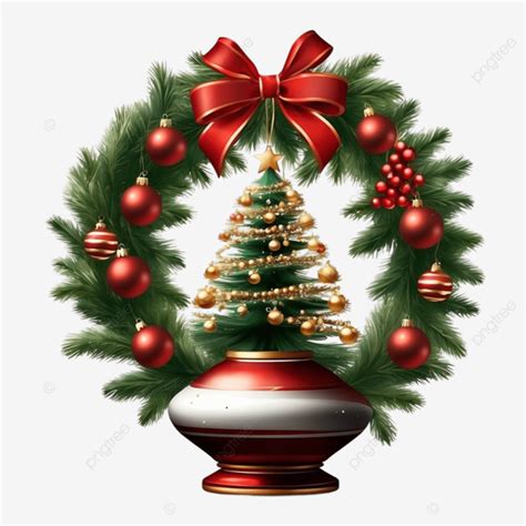 흰색 배경 벡터 일러스트 레이 션에 고립 된 빨간 싸구려와 크리스마스 트리 고립 된 빨간 싸구려와 크리스마스 트리 흰색 배경에 벡터 일러스트 레이 션 Png 일러스트