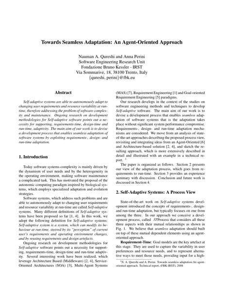 Pdf Towards Seamless Adaptation An Agent Oriented Approach