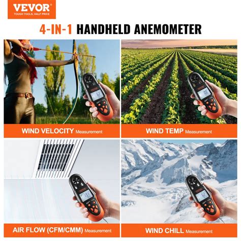 Vevor Bluetooth Handheld Anemometer 10℃ To 60℃ Digital Wind Speed Meter Gauge With Led