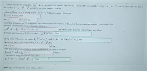 Solved 1 Point Calculate The Circulation Sf Df In Two