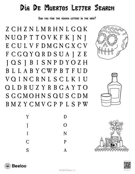 Dia De Los Muertos Themed Word Searches • Beeloo Printable Crafts And