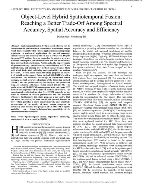 Pdf Object Level Hybrid Spatiotemporal Fusion Reaching A Better