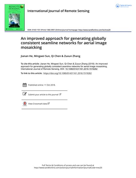Pdf An Improved Approach For Generating Globally Consistent Seamline Networks For Aerial Image