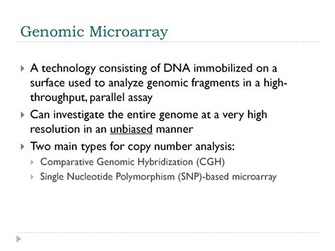 current applications for genomic microarray ppt download
