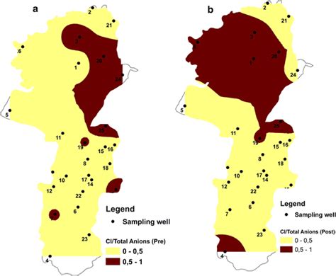 Spatial Variation Of Cltanions A Pre Monsoon B Post Monsoon