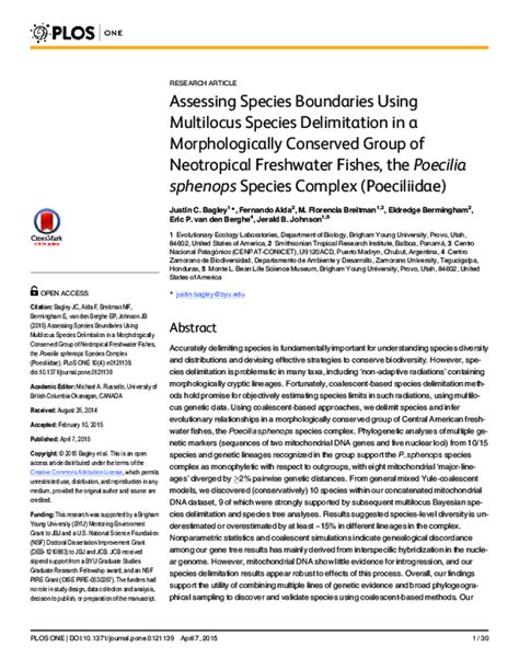 Pdf Assessing Species Boundaries Using Multilocus Species