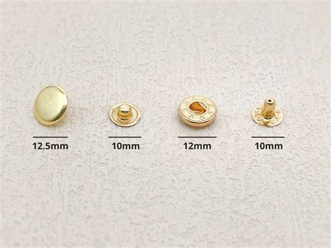 Polished Brass Snap Fasteners Light Gold 10mm 125mm 15mm Lands Leather