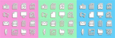 Set Line Board With Graph Paper Shredder Document Chart File Document Megaphone