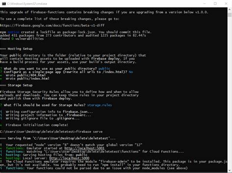 Nodejs Im Having Trouble While Serving Or Deploying Firebase Hosting