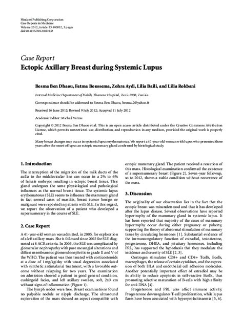 Pdf Ectopic Axillary Breast During Systemic Lupus