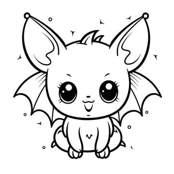 Cute Bat Coloring Pages Outline Sketch Drawing Vector Wing Drawing