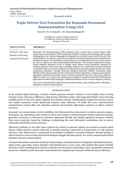 Pdf Topic Driven Text Extraction For Kannada Document Summarization Using Lda