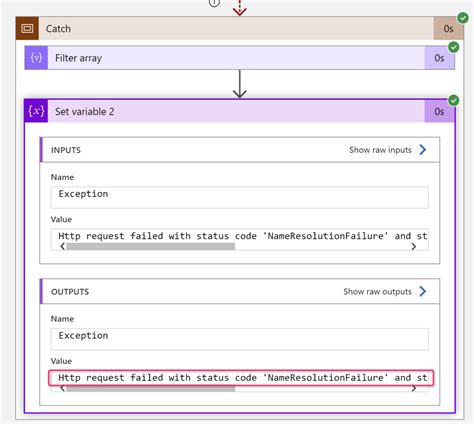 azure logic apps retrieving the exception details of an action group