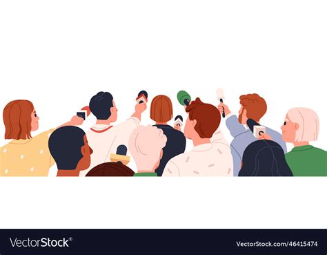 Many Journalists With Microphones In Hands Back Vector Image