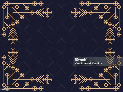 눈송이가 있는 아르데코 프레임 빈티지 선형 테두리 1920 년대와 1930 년대의 스타일 크리스마스 프레임은 초대장 전단지 및 인사말 카드를위한 템플릿을 디자인합니다 벡터