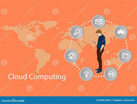 Graphics Diagram Cloud Computing Concept Infrastructure Link Access Data Management Vector