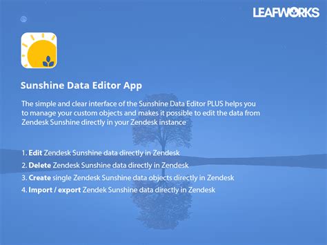 sunshine data editor plus by leafworks app integration with zendesk support