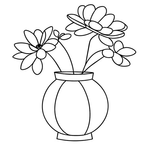 Flores En Un Jarrón Para Colorear Páginas Imprimibles Flores En Un