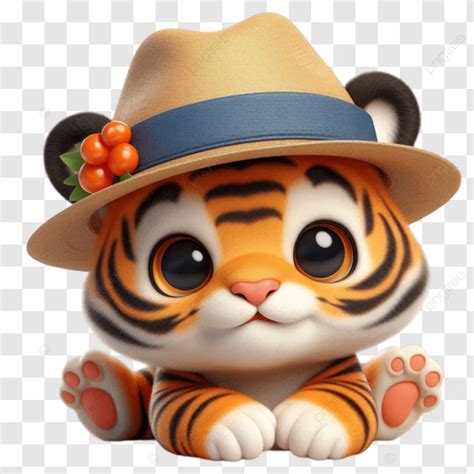 모자를 쓴 쾌활한 만화 호랑이는 어린이 삽화에 딱 맞는 생동감 넘치는 클립아트 스타일로 묘사됩니다 모자를 쓴 쾌활한 만화 호랑이 생생한 클립 아트로 묘사 어린이 그림에