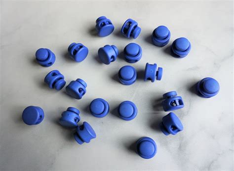 Blue Cord Lock With Button 5 8 Inch Cord Stopper Two Hole Etsy