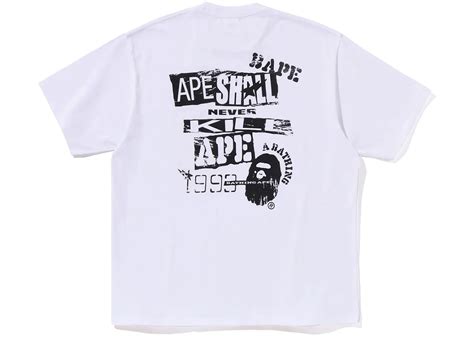 Bape Screen Print Stencil Logo Relaxed Fit Tee White Mens Fw24 Us
