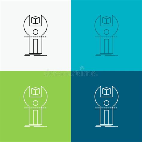 SDK App Development Kit Programming Icon Over Various Background Line Style Design